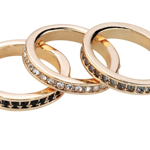 Park Lane | Jewelry | Stackable Set Of 3 Paradigm Ring Set Gold Black Gray White | Poshmark